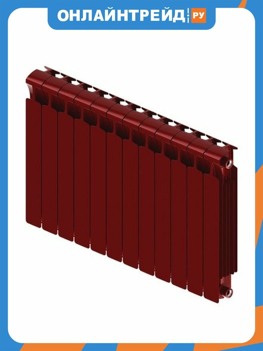 Радиатор Rifar Monolit 500-12 Ду 3/4 (RAL 3011) бордо, биметаллический