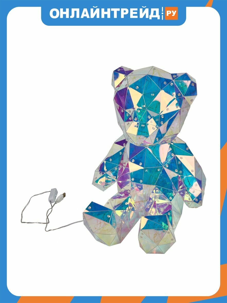 Светильник декоративный Uniel ULD-R504 USB-RGB BEAR «Мишка», с USB проводом. 80 светодиодов. RGB свет. Цвет корпуса радужный, UL-00011054
