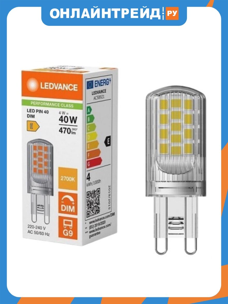 Светодиодная лампа Ledvance-osram LEDVANCE LEDPPIN 40 4W/827 DIM G9 230V 470Lm d18x59