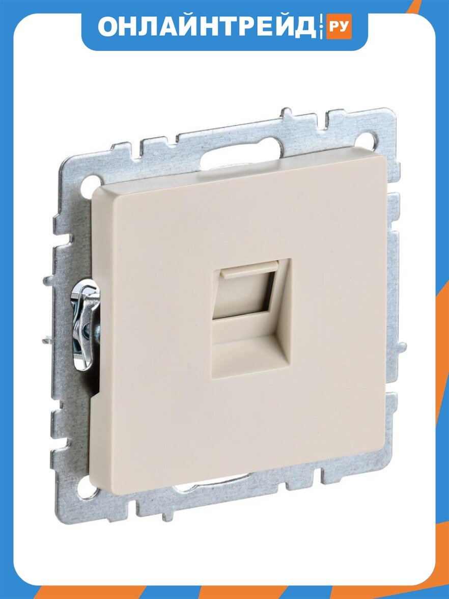 Розетка Iek BRITE компьютерная СП RJ45 кат.5E, РК10-БрКр бежевый, BR-K10-1-K10