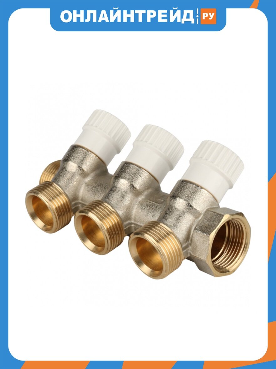 Коллектор Stout распределительный 3/4", 3 отвода 3/4"ЕК