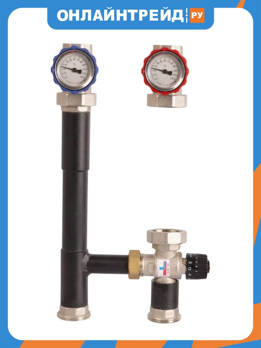 Насосная группа Rommer RDG-0002-012503 с термостатическим смесительным клапаном (35-60°С) 1 без насоса