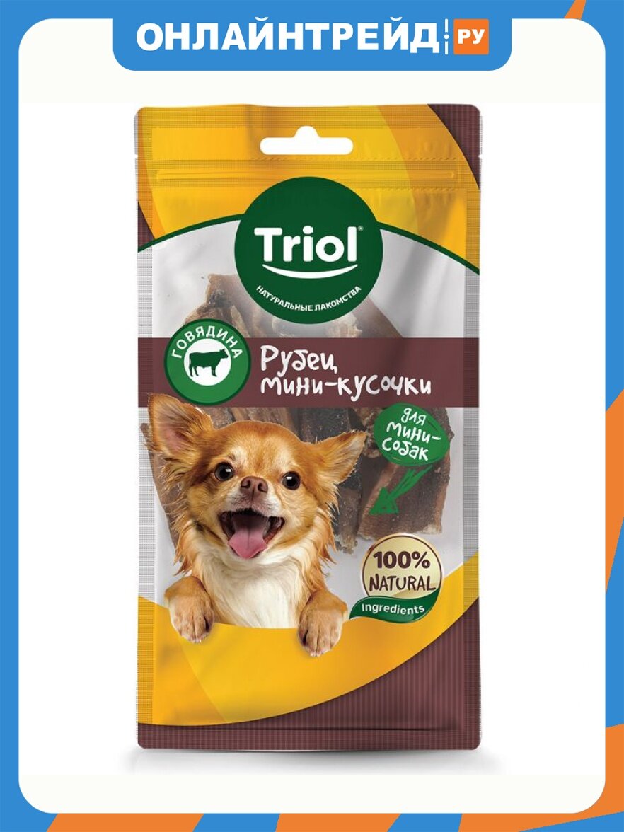 Лакомство для собак Triol Рубец говяжий, Мини-кусочки, для мини-собак, 25г