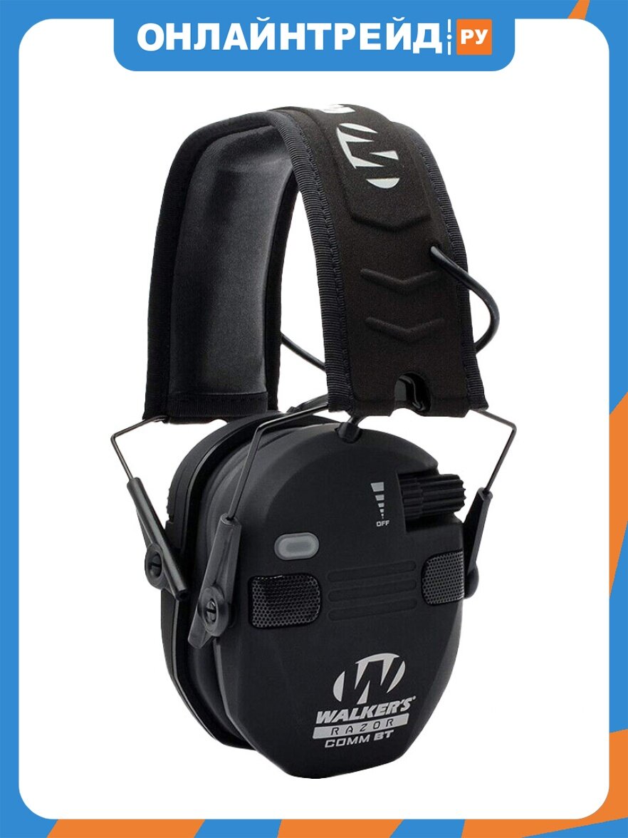 Наушники активные Walker's Razor Electronic Comm Muffs Bluetooth, NRR 23dB, оголовье экокожа+ткань, поролон, черные,320г