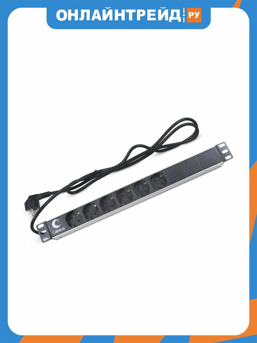 Блок розеток Cabeus PDU-6P-2EU 6шт, 1U, 19", 2м