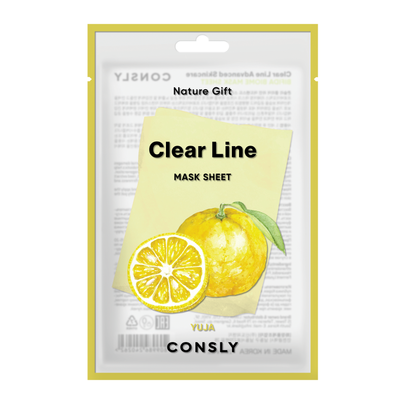 Consly Clear Line Nature Gift Yuja Mask Sheet Освежающая тканевая маска с экстрактом юдзу