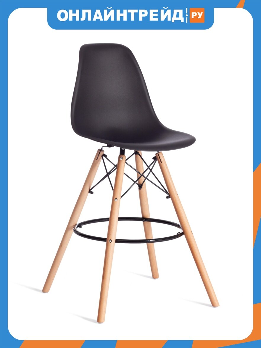 Стул барный Tetchair Cindy Bar Chair (mod. 80-1) / 1 шт. в упаковке дерево бук/металл/пластик, 50 х 51 х 109 см, Black (Черный) 3010/ натуральный