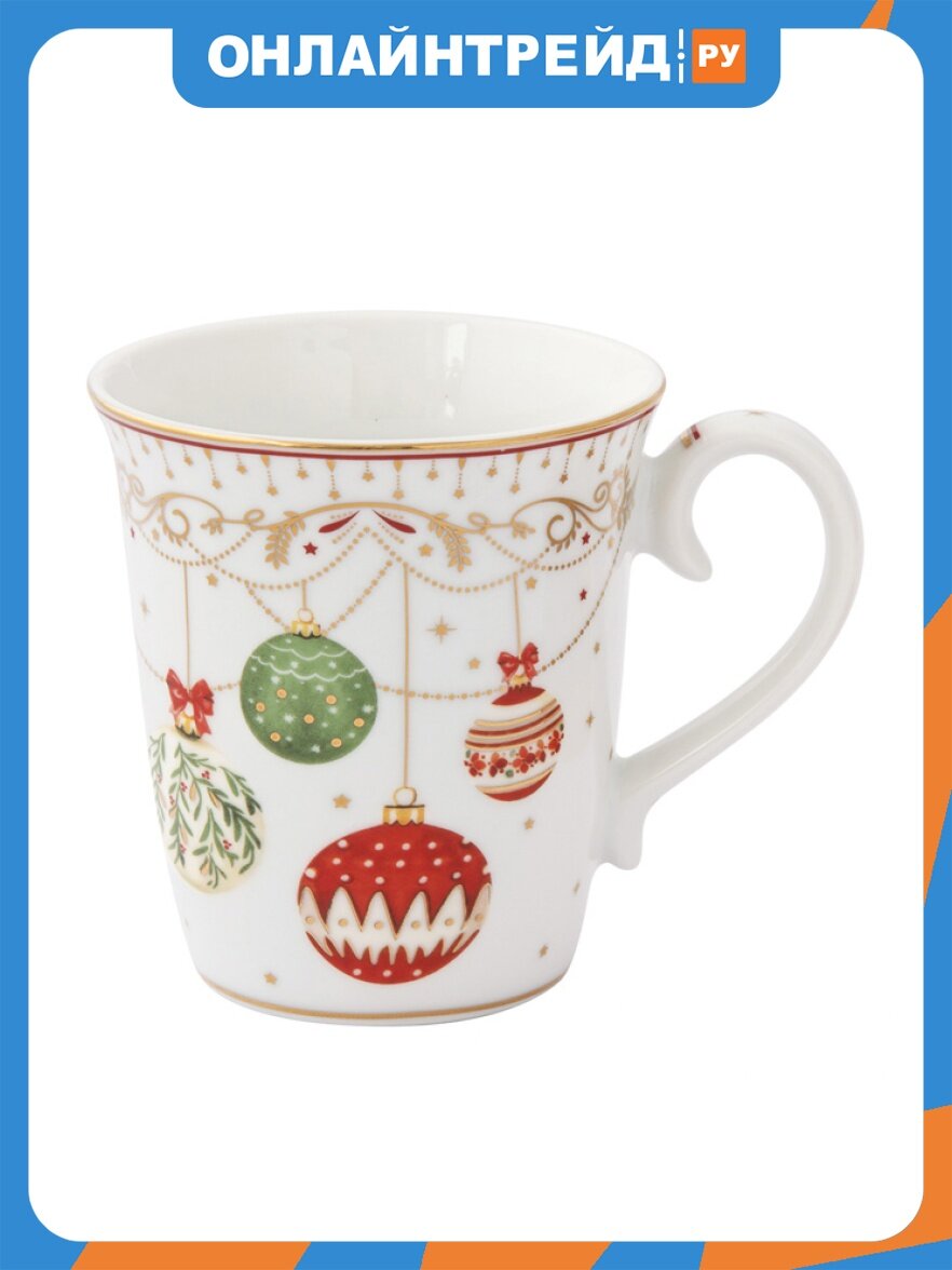 Кружка Easy Life Christmas Eve, Новогодние шары, 275 мл, фарфор, белая (EL-R1101/CEVE)
