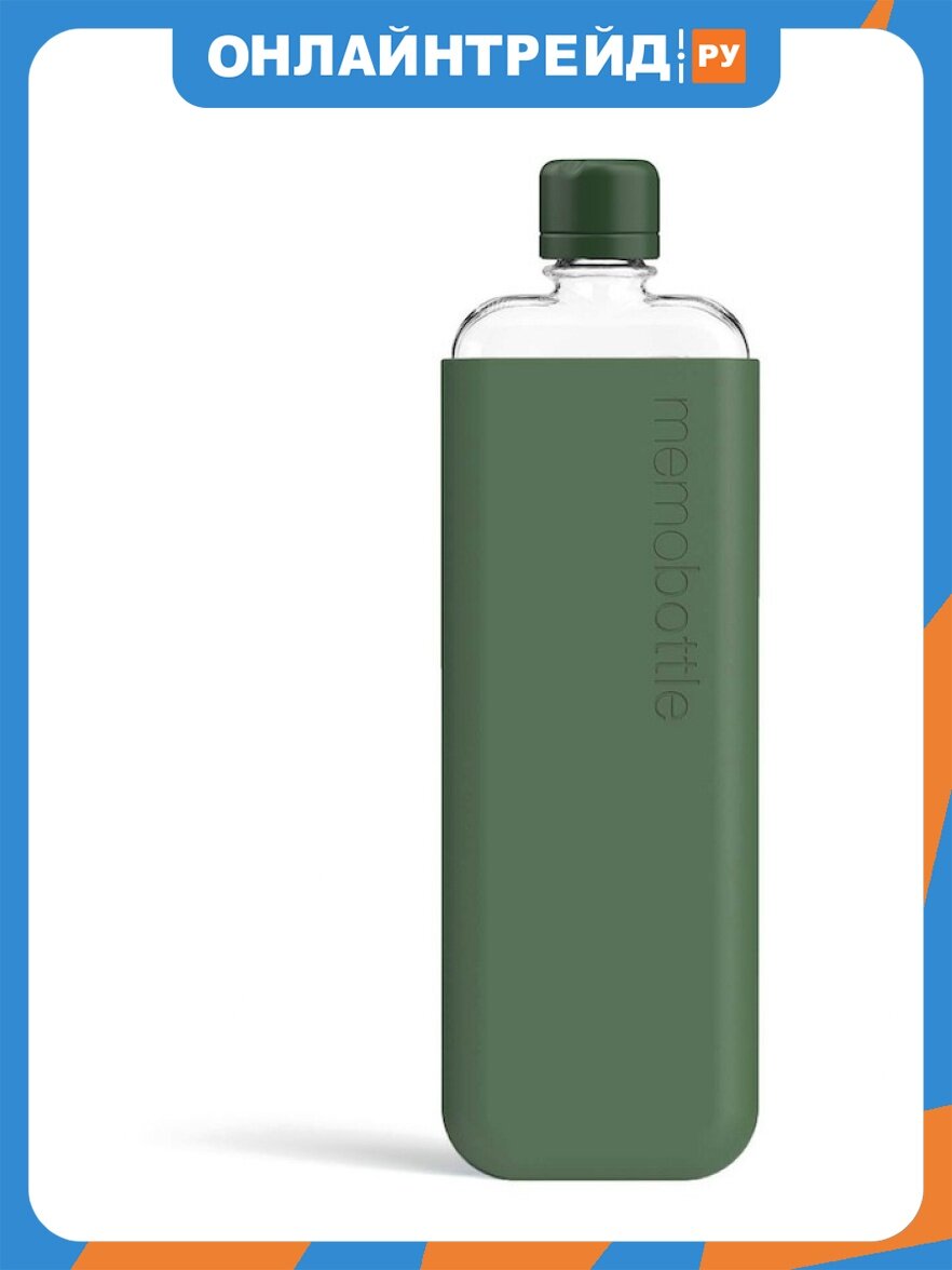 Бутылка для воды Memobottle Slim, с силиконовым чехлом, зеленый