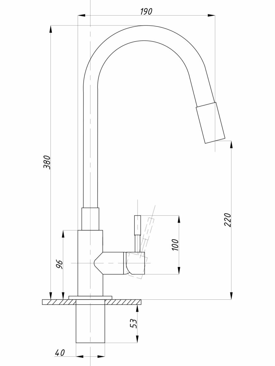 Смеситель для кухни Tsarsberg TSB-114-BL002 гибкий излив черный тип см-моцба