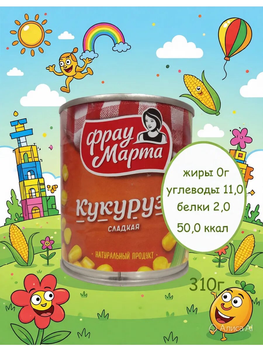 Кукуруза сладкая консервированная 310гр.