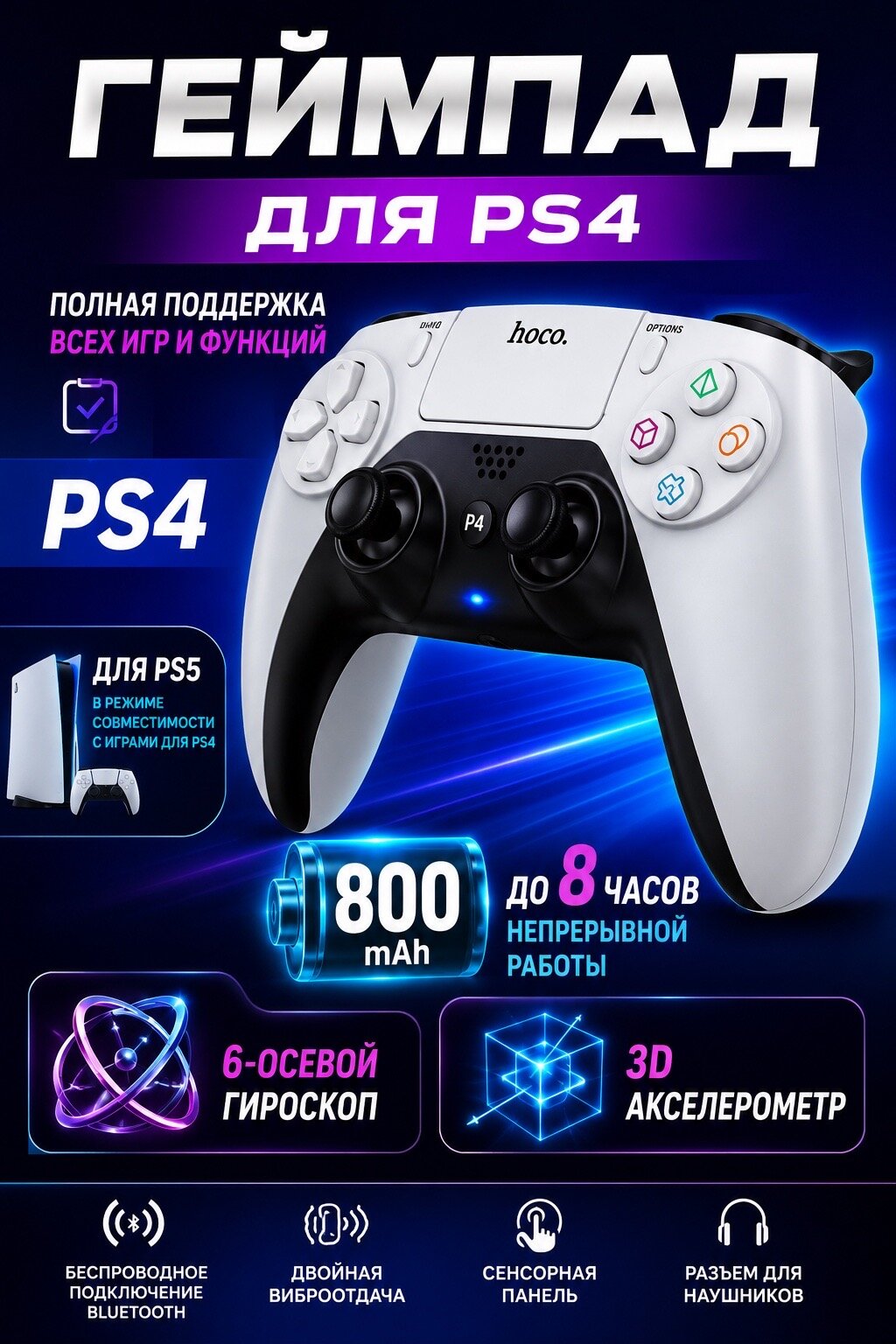Геймпад беспроводной игровой контроллер для PS4/PS5/ПС