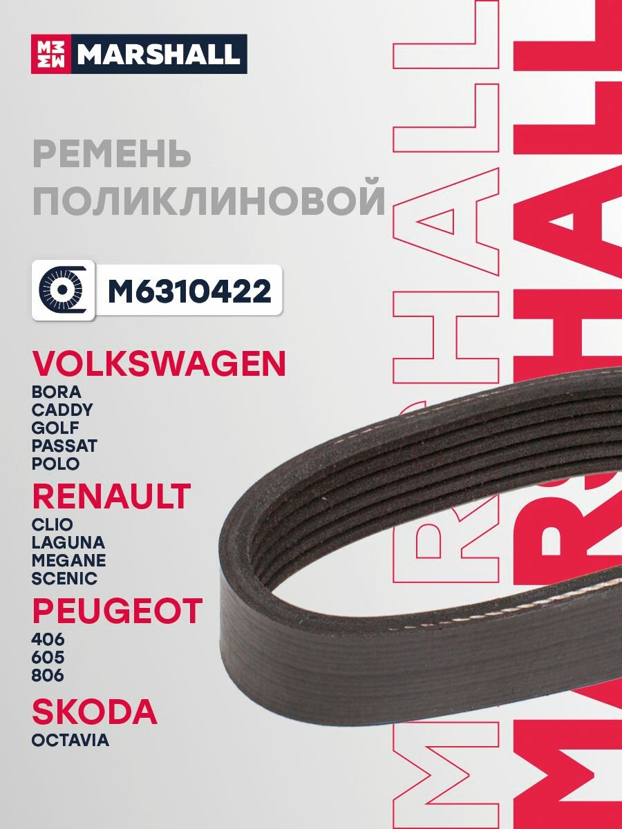 Ремень поликлиновой 6PK1660 BMW БМВ 3, 5, X3, X5, Kia Киа Ceed Сид, Renault Рено Megane Меган, Skoda Шкода Octavia Октавия, Volkswagen VW Фольксваген Golf Гольф, Passat Пассат, Polo Поло 11288573415