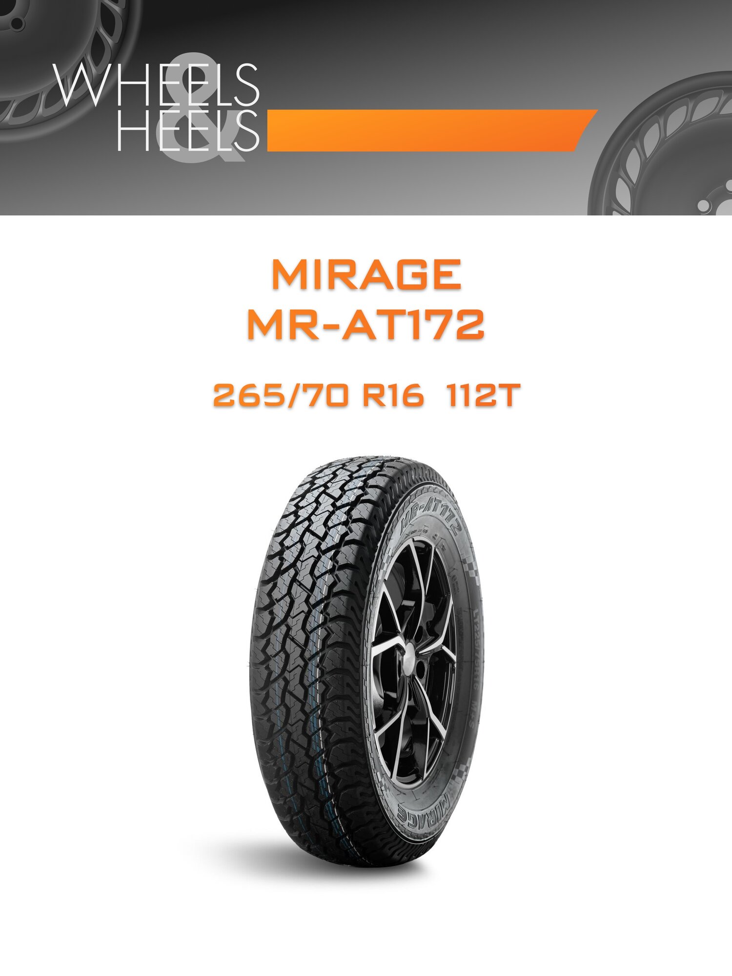 Шина автомобильная MIRAGE MR-AT172 AT 265/70 R16 112T SUMMER, летняя, универсальная