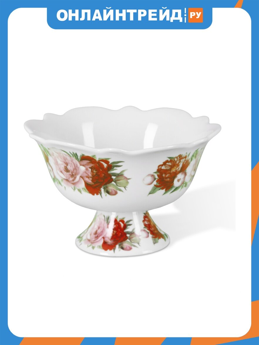Конфетница Pomi D'oro Peonies 550 мл, 15 см, фарфор (P060169)