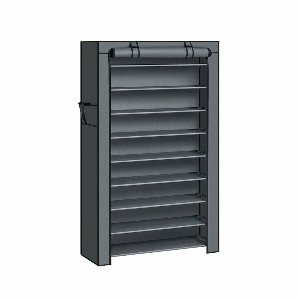 Обувная полка SONGMICS- 9 полки, 88 x 28 x 160 см, цвет серый, RXJ36G01
