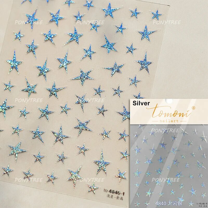 PONYTREE 5D самоклеящиеся наклейки для ногтей Irregular Stars MP6212TO48401SY