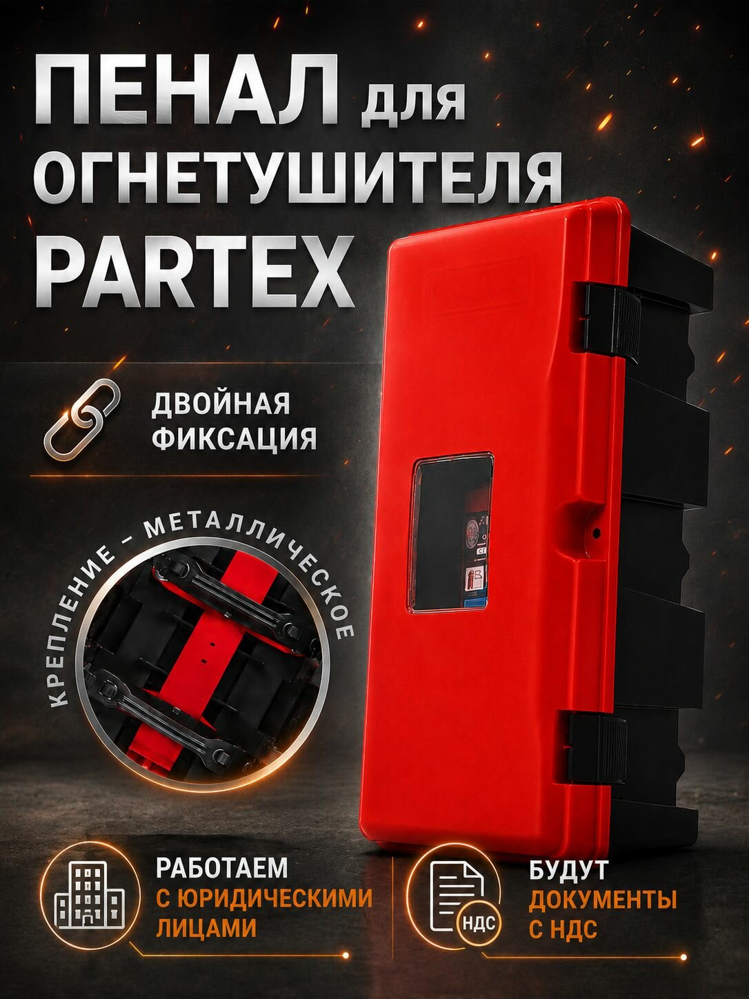 Пенал для огнетушителя Partex с металлическим креплением