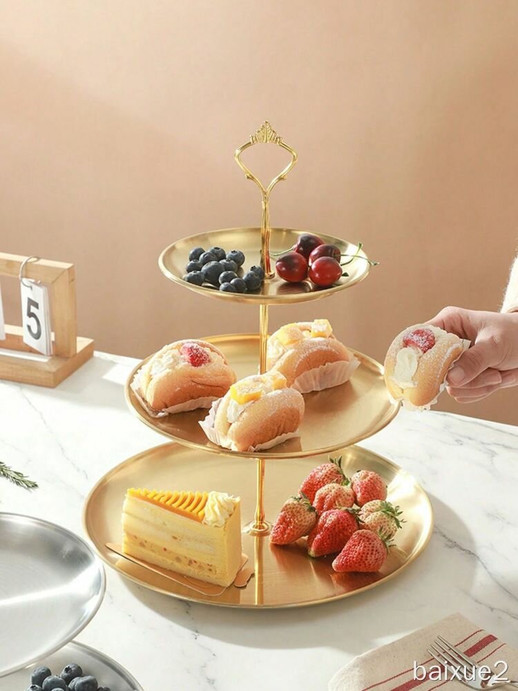 Фруктовница металлическая 2 уровня 14 см 20 см 23 см для дома для кухни подставка для фруктов — фото 1