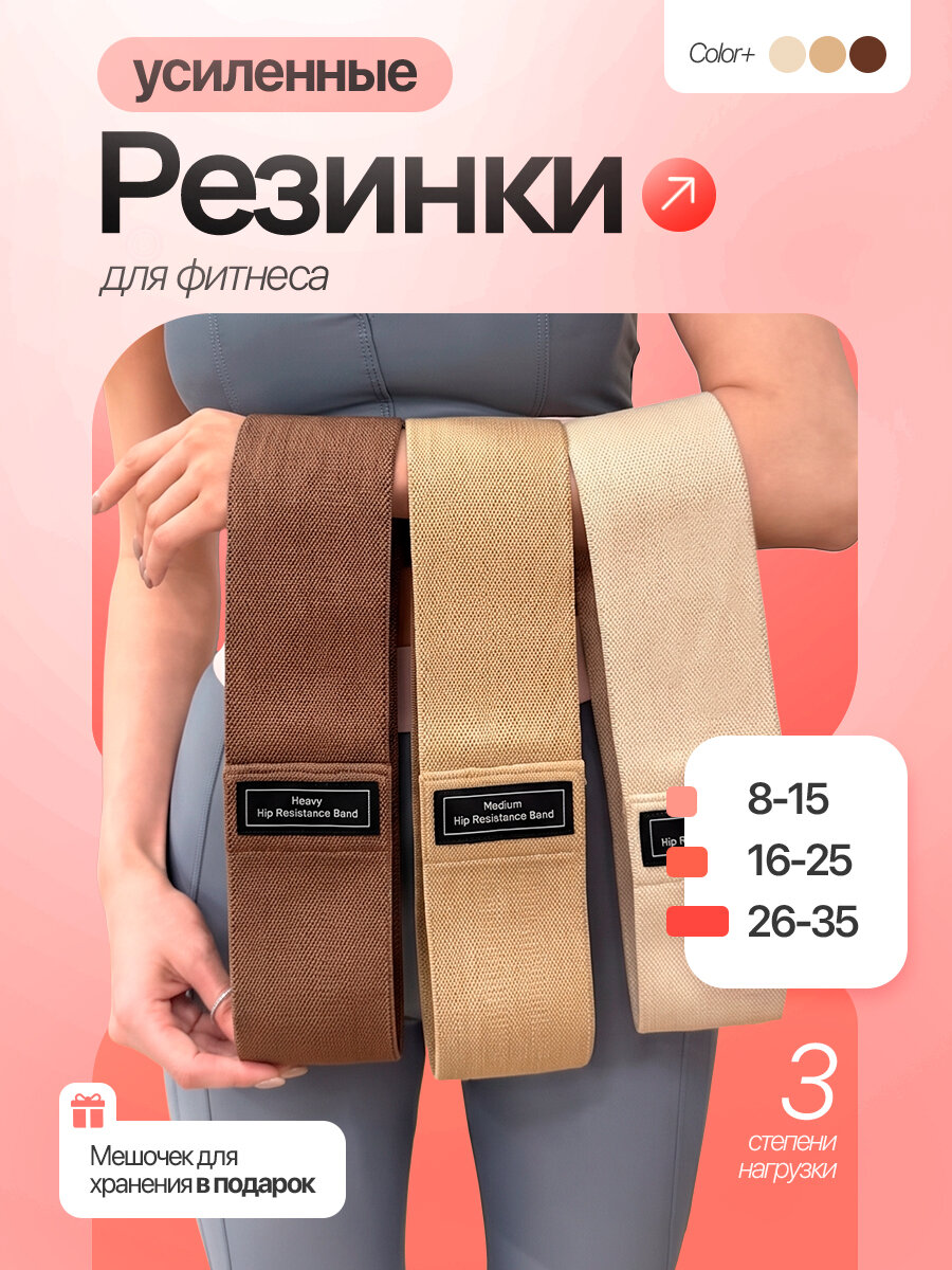 Фитнес резинки тканевые 3шт