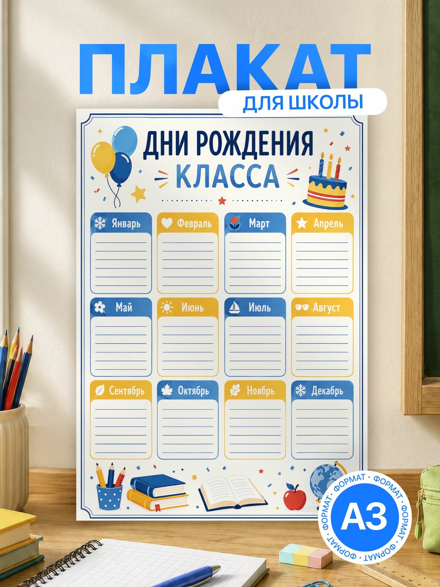 Дни рождения класса плакат