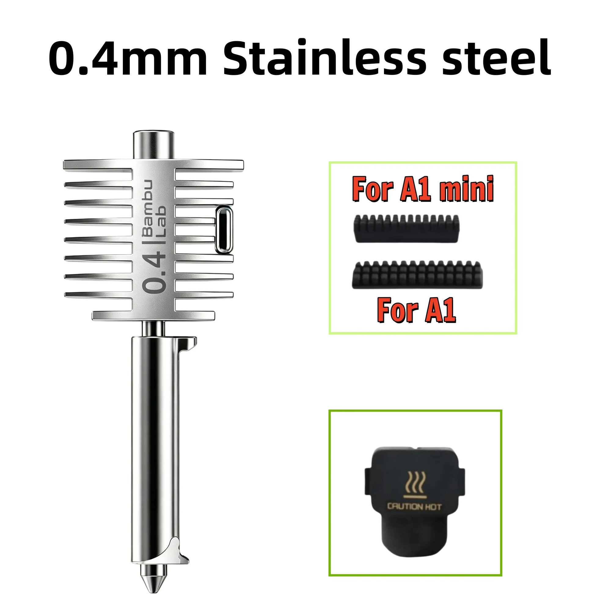 Оригинальное сопло Hotend для Bambu Lab A1/A1mini из закаленной стали 0,4/0,6/0,8 мм, нержавеющая сталь 0,2/0,4 мм Bambulab A1mini Hot End
