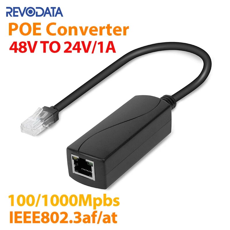 REVODATA PoE-конвертер 48В в 24В 1000Мбит/с 24Вт 1000Mpbs