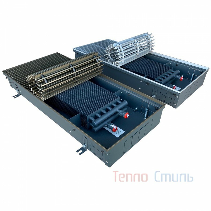 Внутрипольный конвектор Techno Power KVZ 370-105-1000 с решёткой серебро