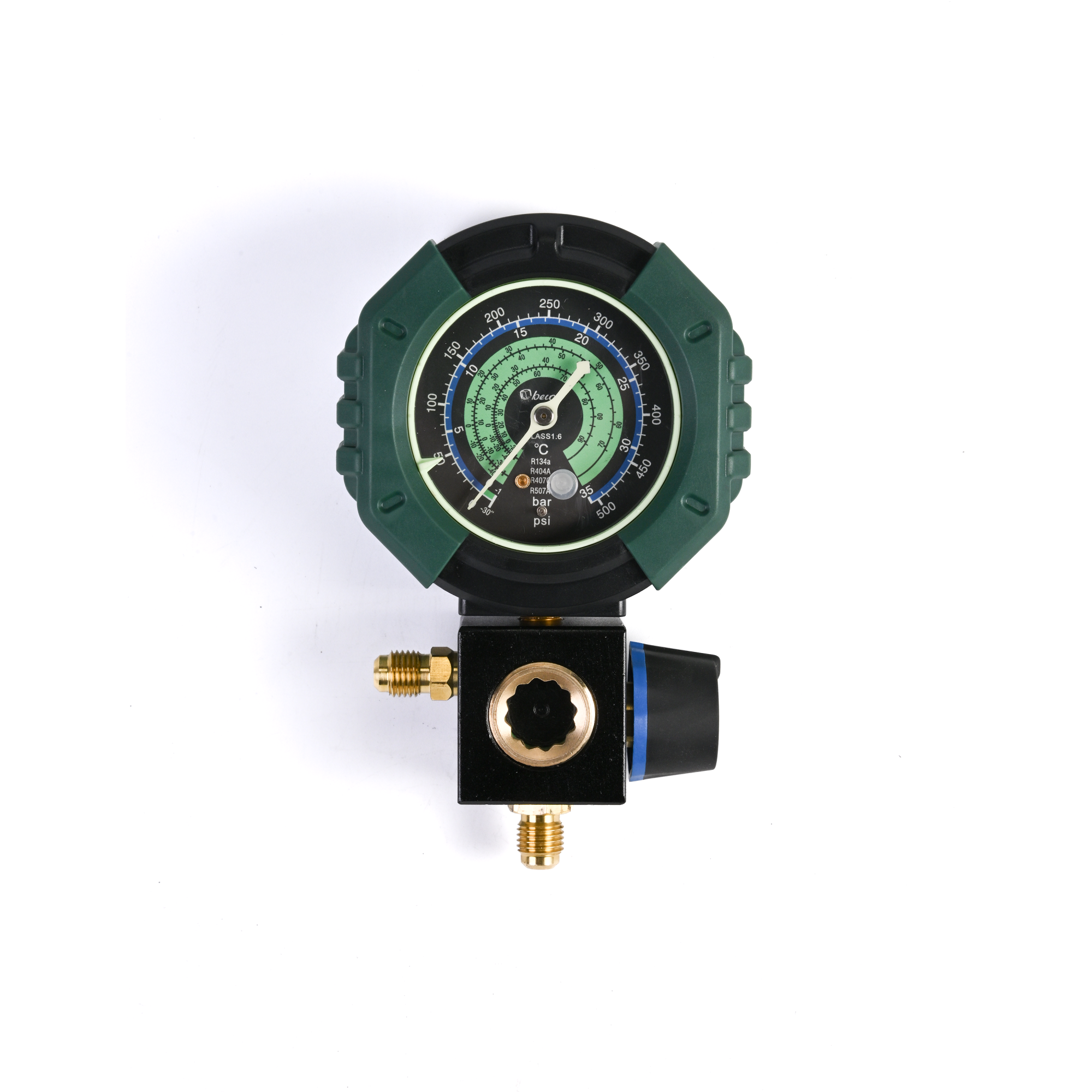 Манометрический коллектор BC-M1 (R134a; R404A; R407C, R507A, 1 вентильный, смотровое стекло, манометр 68мм; без шлангов)