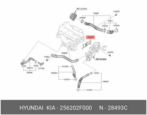 Прокладка клапана системы выхлопных газов Hyundai / Kia (Mobis) 256202F000 : Kia