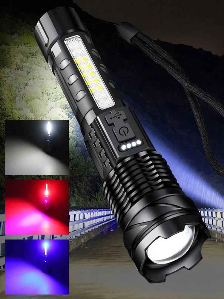 Boruit Фонарь ручной, алюминиевый сплав, 10 Вт, 2000 Люмен, 1000 м, IPX4, 7 режимов, 183 г, Китай — фото 1