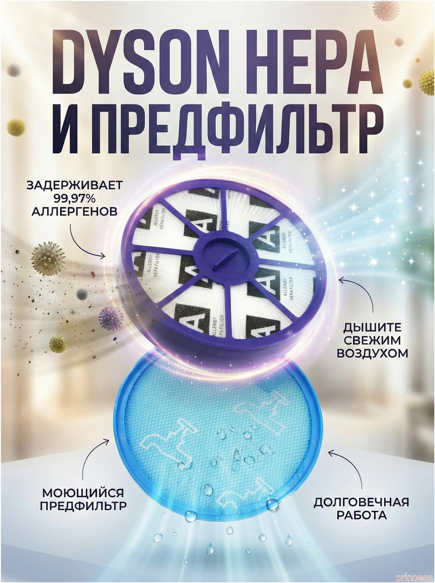 Комплект HEPA Фильтров для Пылесоса Dyson DC19, DC20, DC21, DC29