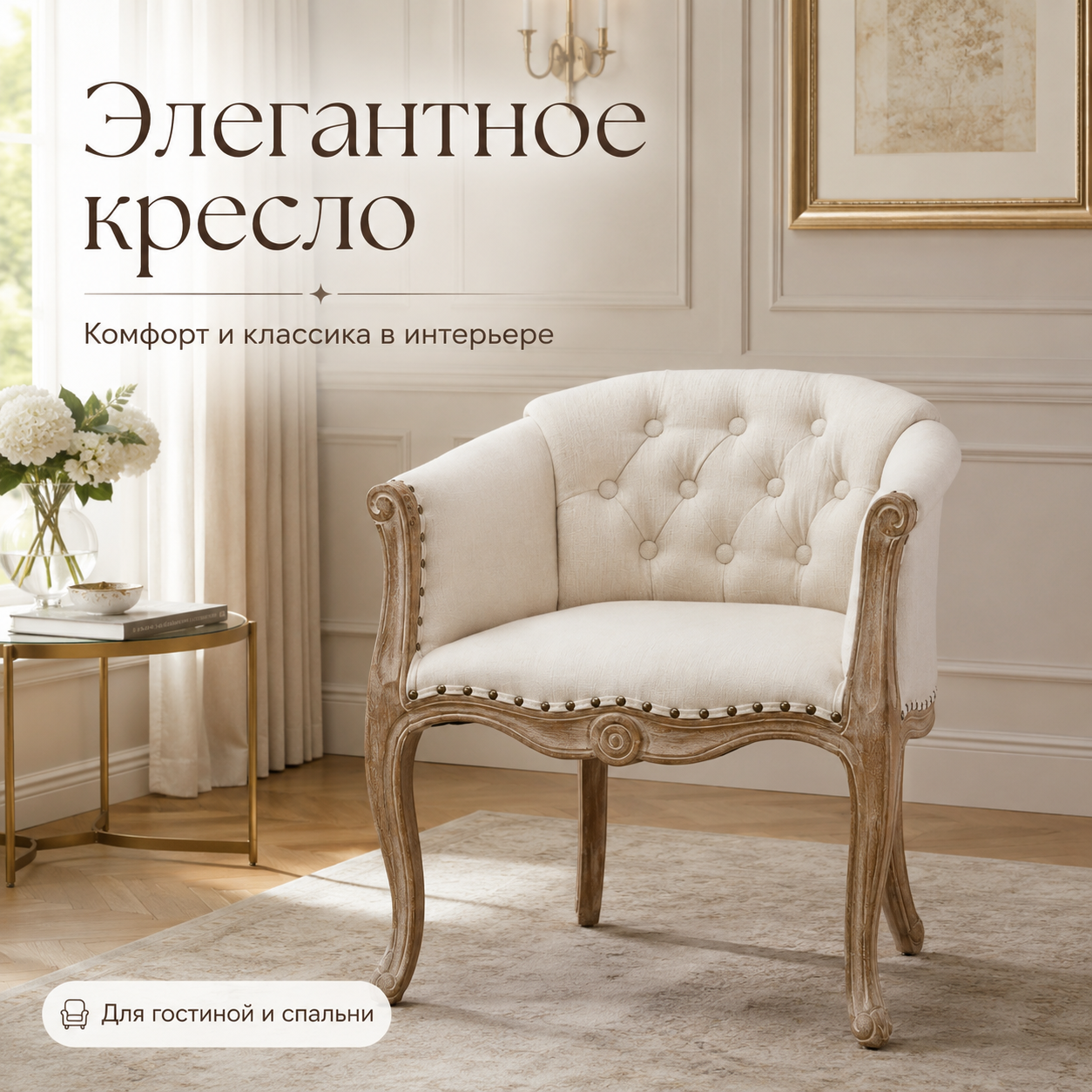 Кресло , деревянная рама, бархат, с подлокотниками, 50 см x 45 см x 70 см