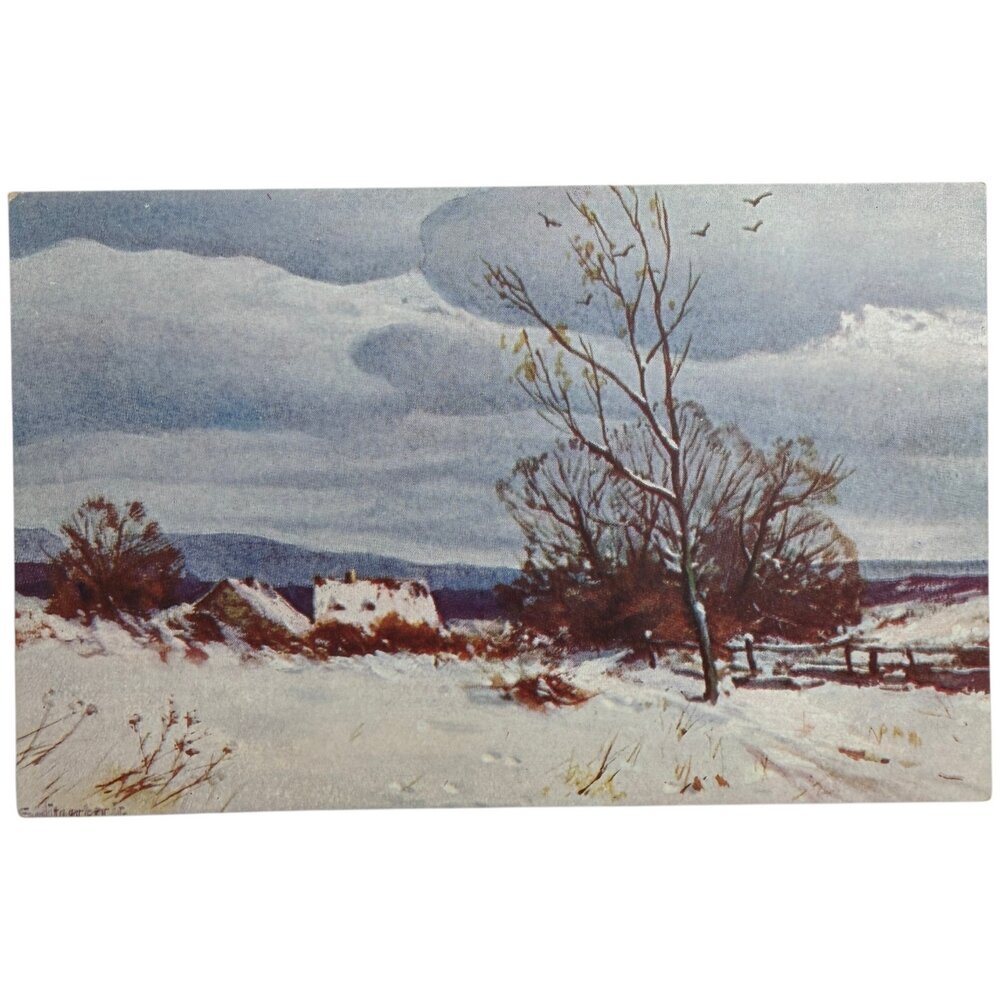 Почтовая открытка "Заснеженный хутор" 1910-1917 гг. Германская Империя