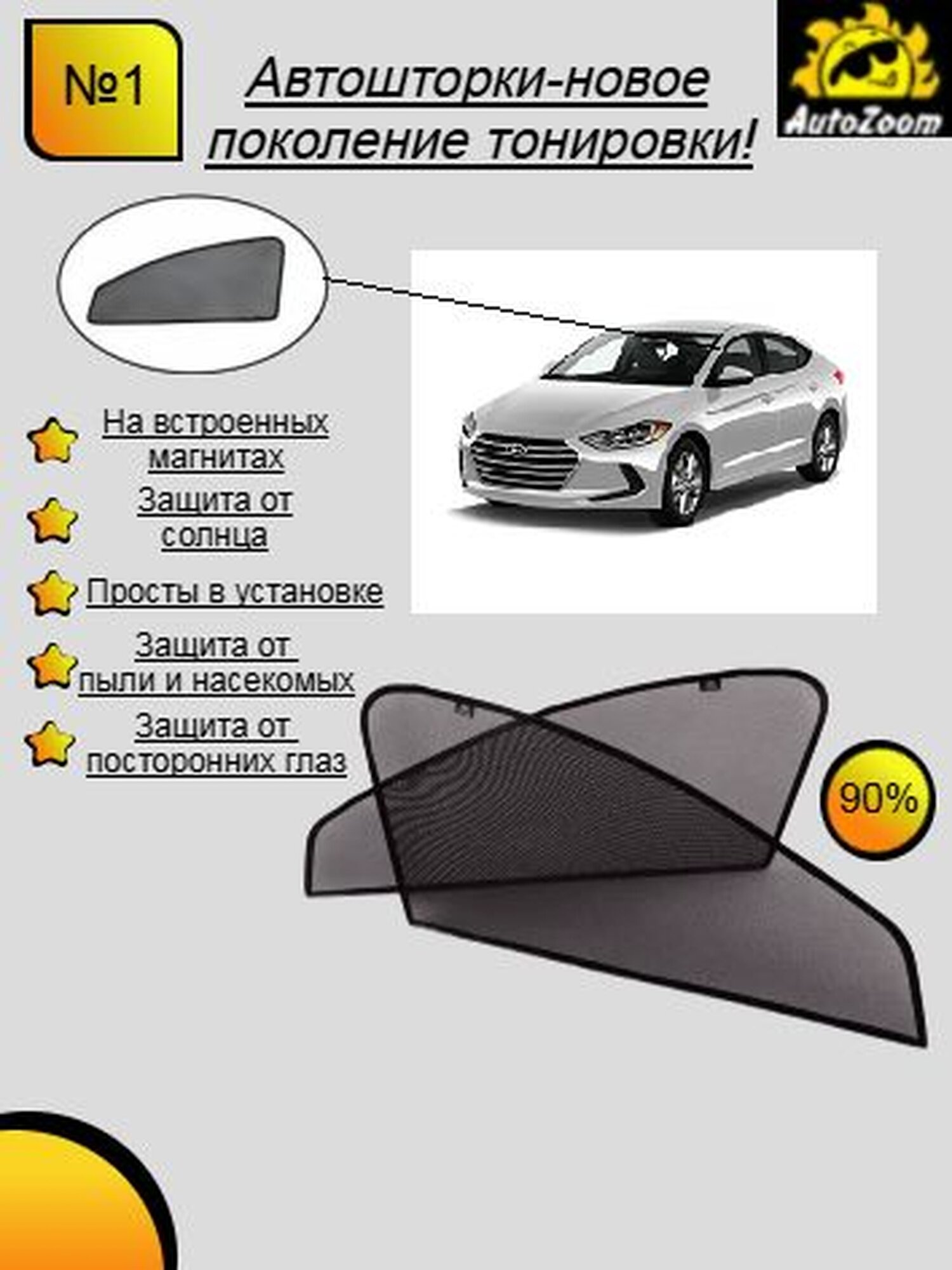 Автошторки магнитные для Hyundai Elantra VI (AD) (2015-2020), седан, на передние двери 2 шт