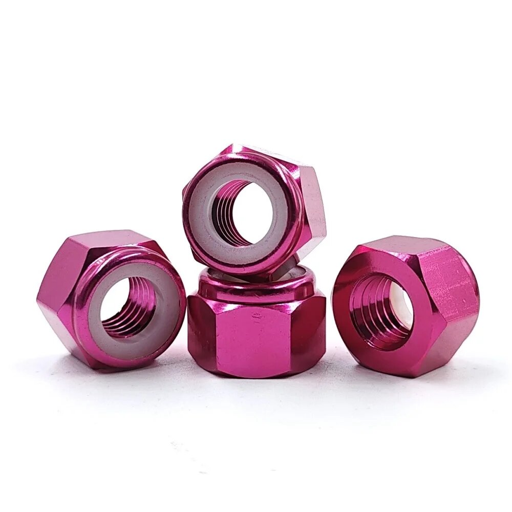 Самоконтрящиеся гайки HPCLE DIN985 M2 M3 M4 M5 M6 M8 разноцветные Розовый, M8 5pcs, Pink