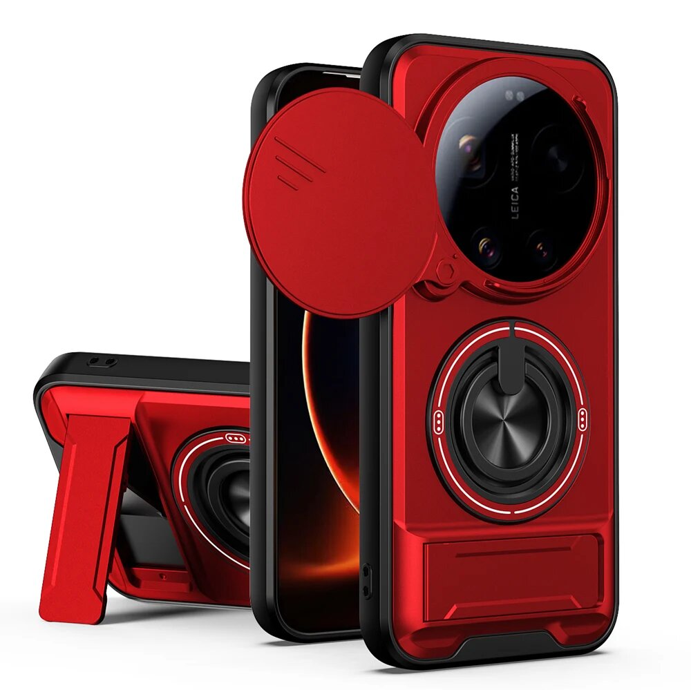 Магнитный чехол KEYSION для Xiaomi 17 Ultra 5G с защитой камеры, подставкой и Красный, Красный