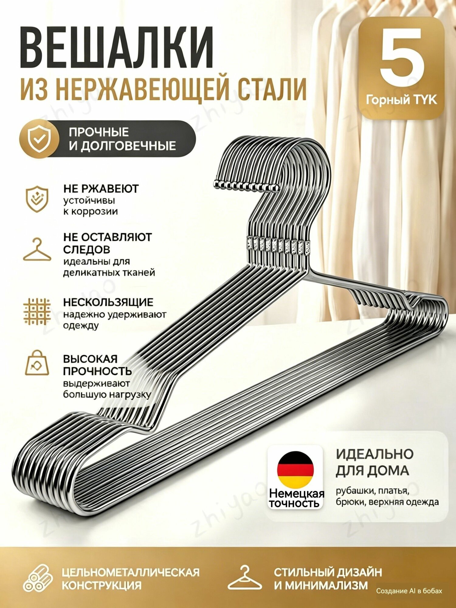 Вешалка плечики, 40 см, 5 шт