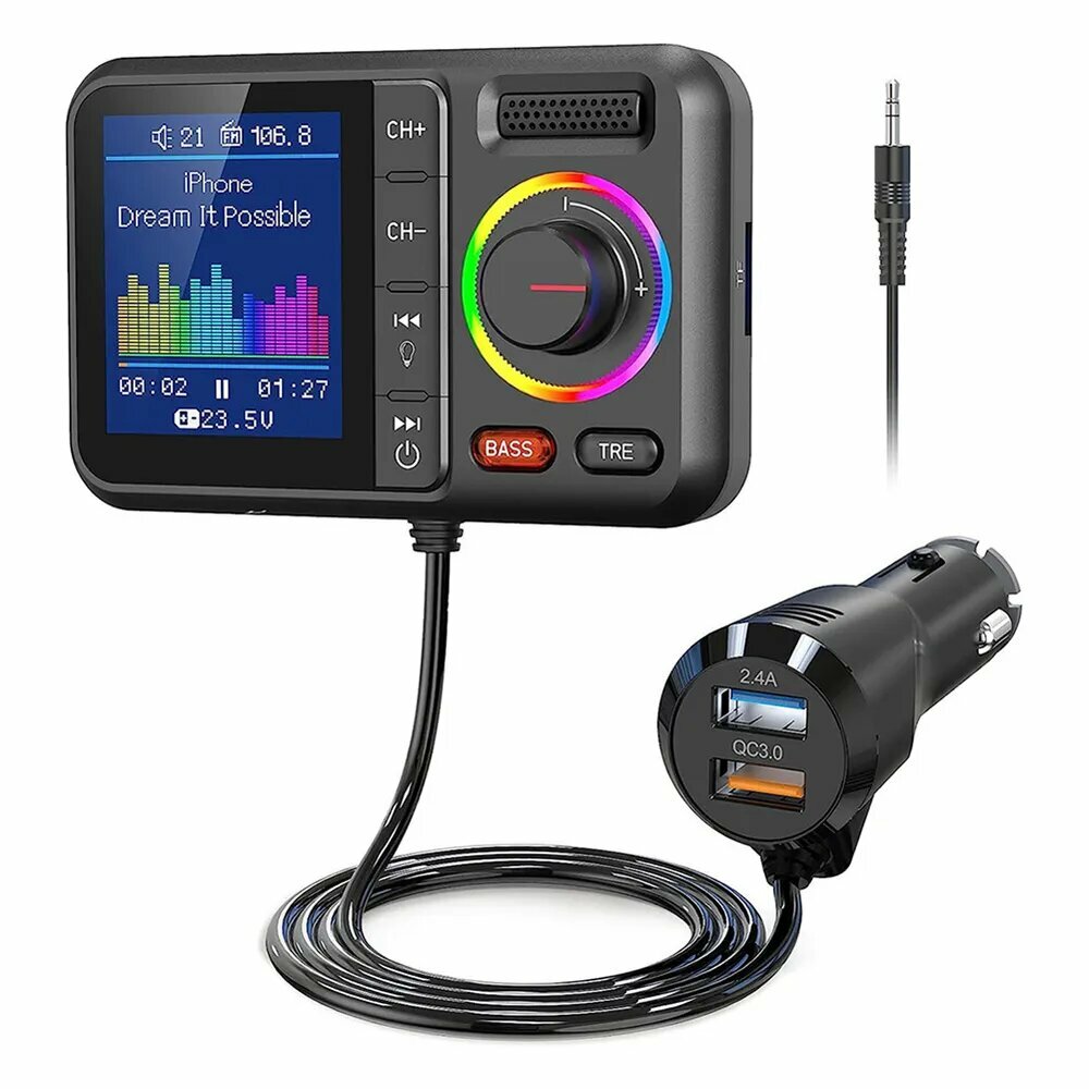 Автомобильный FM-передатчик с поддержкой TF карты, USB флешки, AUX выход