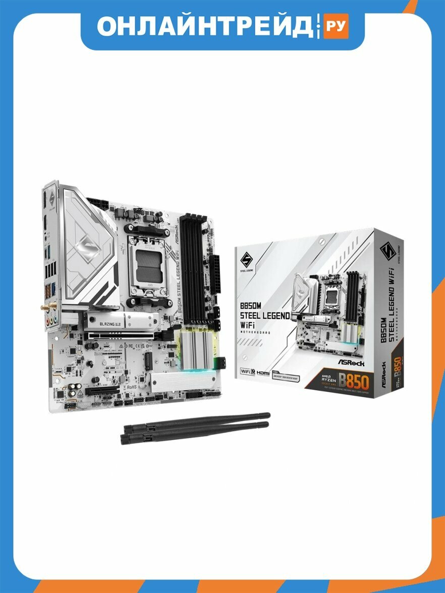 Материнская плата Asrock B850M STEEL LEGEND WIFI (AM5, mATX)