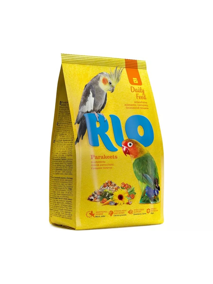 RIO корм для средних попугаев основной рацион 1 кг