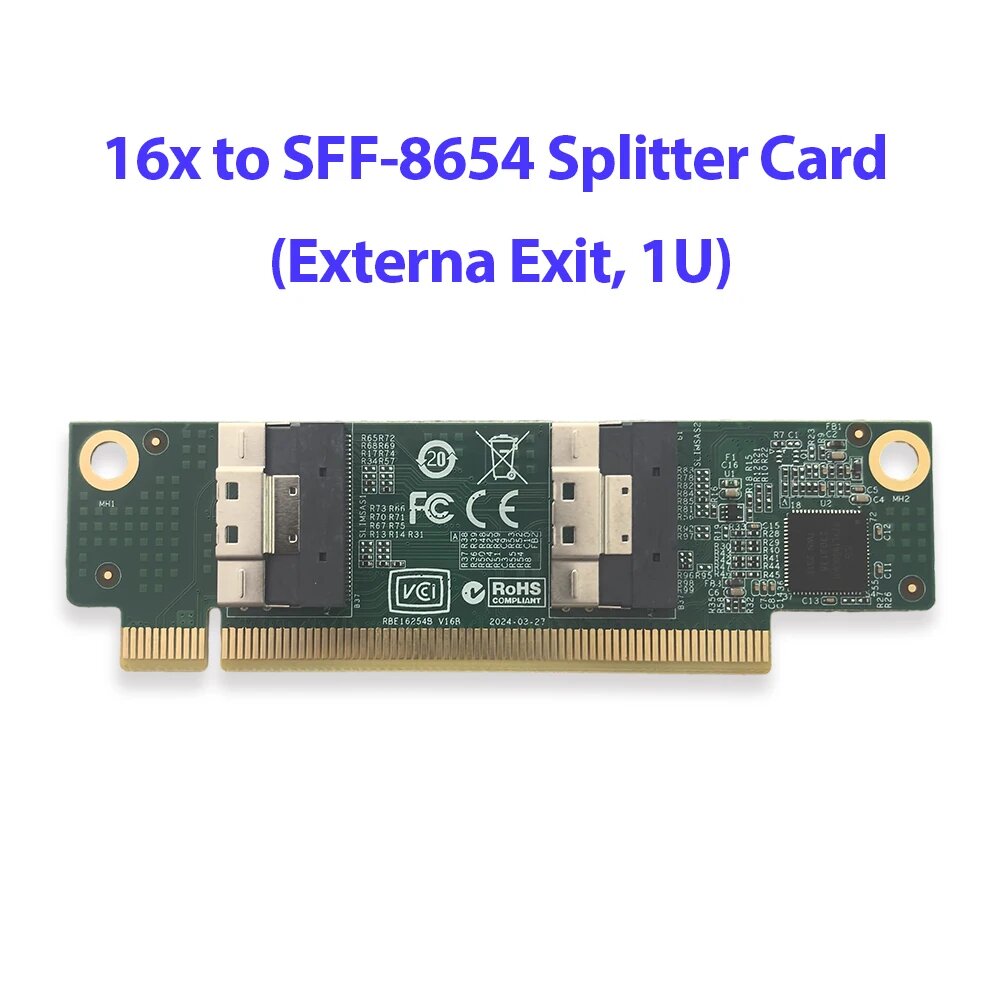 PCIe 4.0 5.0 16x к SlimSAS Riser карта адаптера SPEEDIER 16X to-8654(1U) Ex