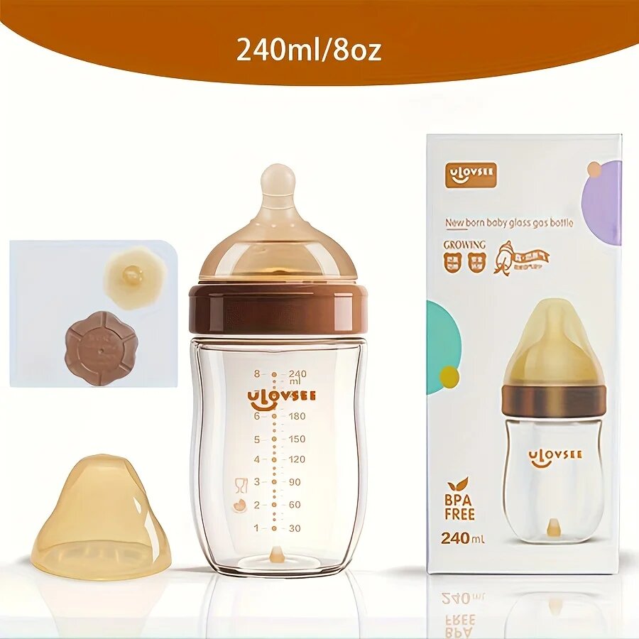 Стеклянная бутылочка для новорожденных 240мл/8oz