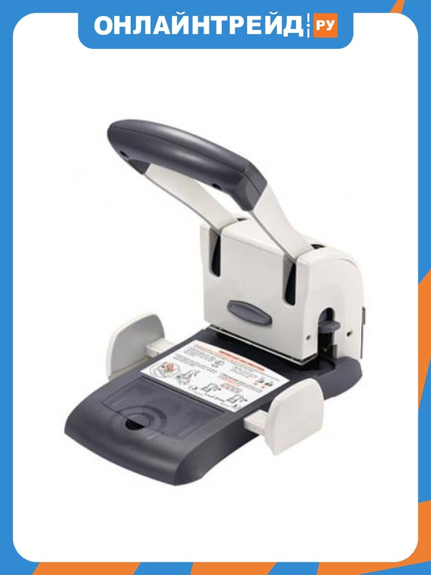 Дырокол Kw-trio Lever-Tech HD 9546 до 100 л, металл/пластик с линейкой, серый