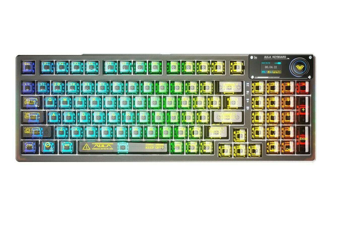Беспроводная механическая игровая клавиатура AULA F98Pro, белый (Crystal Switch)
