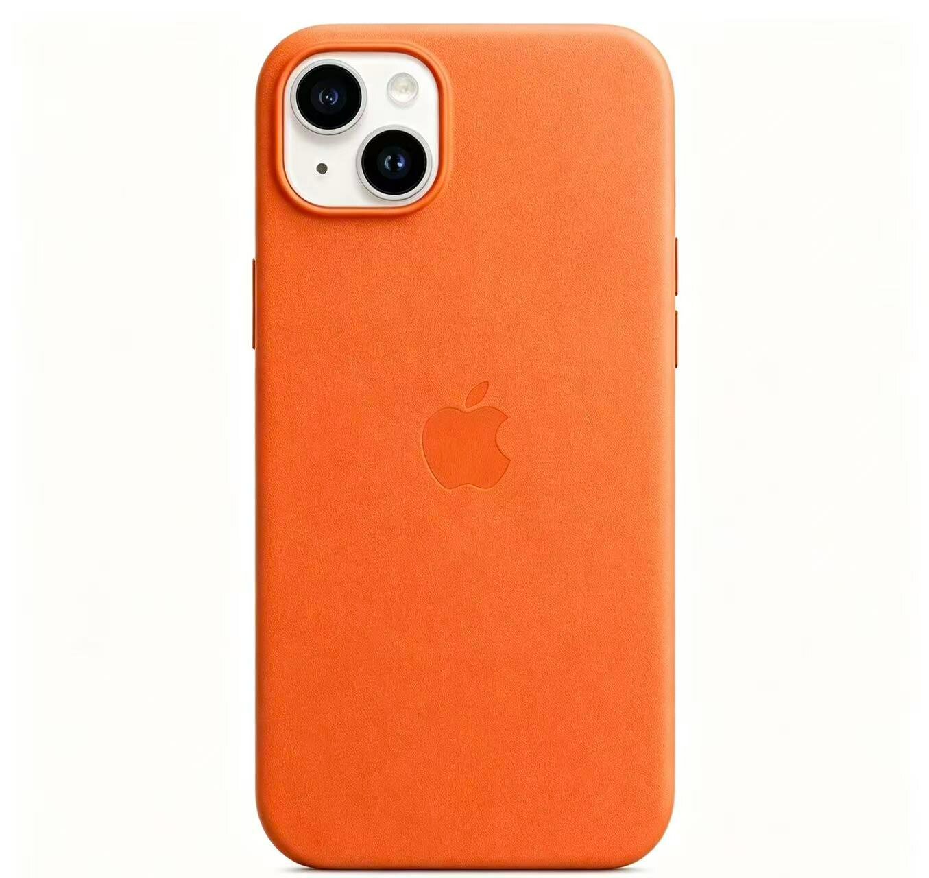 Чехол Apple iPhone 14 Plus Leather Case with MagSafe, (оранжевый)