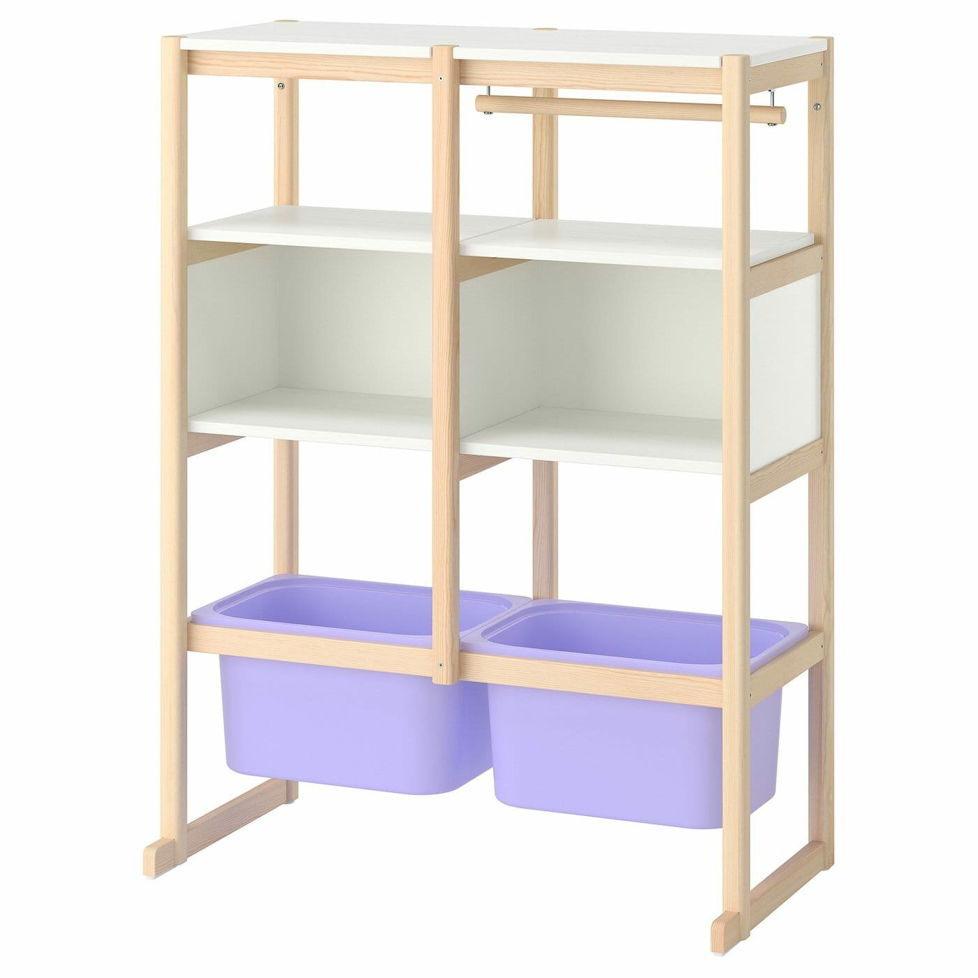 Комбинация открытых шкафов IKEA FLISAT, светлая сосна, белый, сиреневый, 88x38x117 см 396.235.59