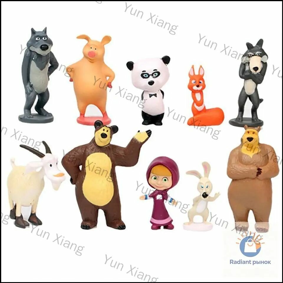 Маша и Медведь аниме фигурки Детские игрушки / медведь набор 10шт