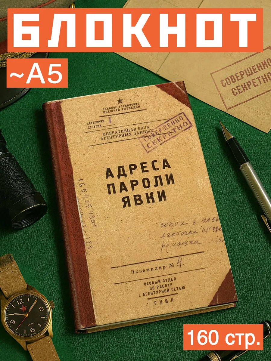 Записная книжка (блокнот) в твердом переплете Адреса, пароли, явки (RN747)