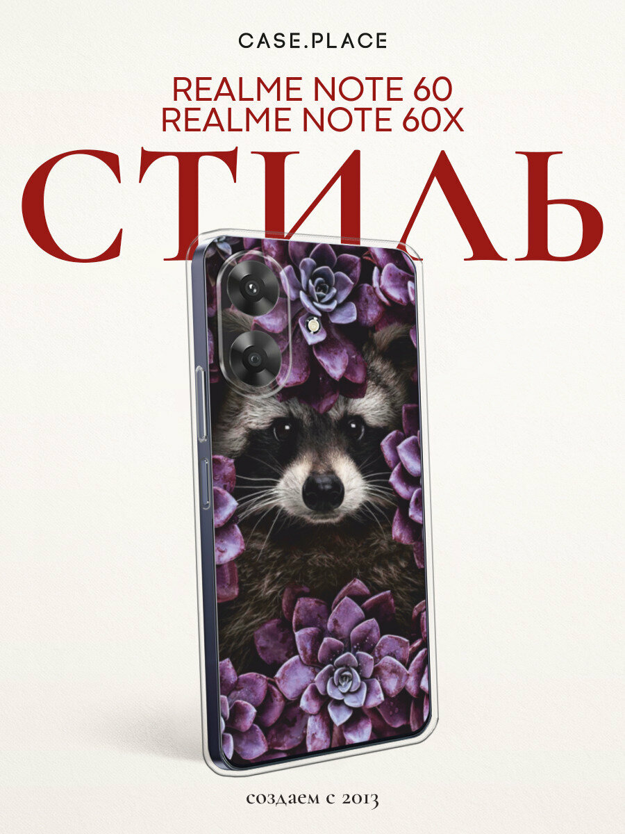 Чехол на Realme Note 60 / Реалми Нот 60 с принтом Милашка енот